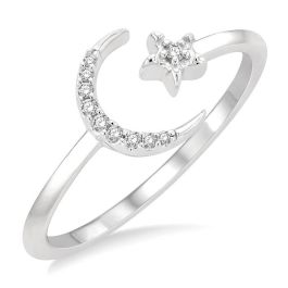 Stackable Crescent Moon & Star Petite Diamond Fashion Ring | Dunkin's Diamonds