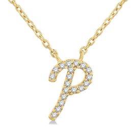 Script 'P' Initial Diamond Pendant | Dunkin's Diamonds